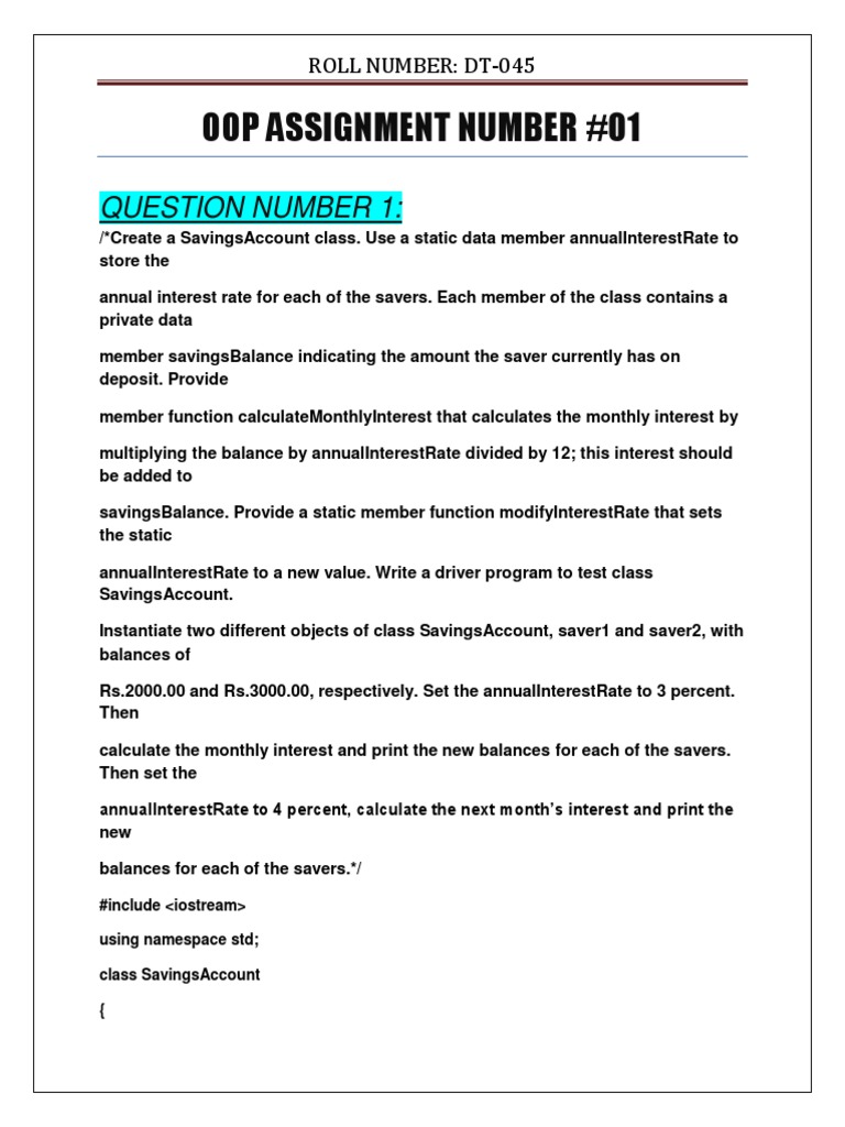 Oop Assignment#01 | PDF