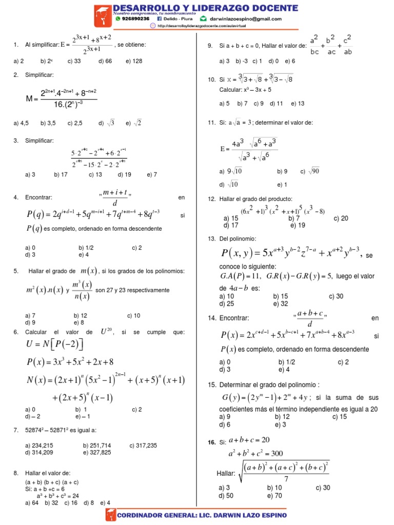 Miscelanea Algebra 2 | PDF | Álgebra | Ajedrez