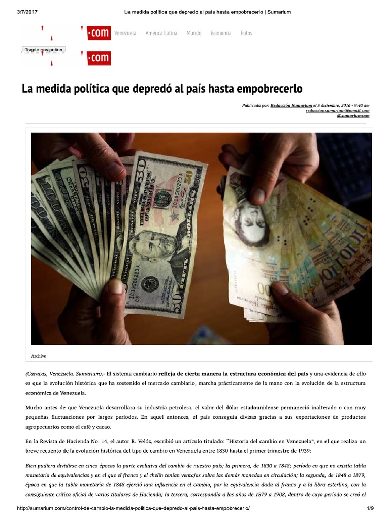 La Medida Política Que Depredó Al País Hasta Empobrecerlo - Sumarium | PDF