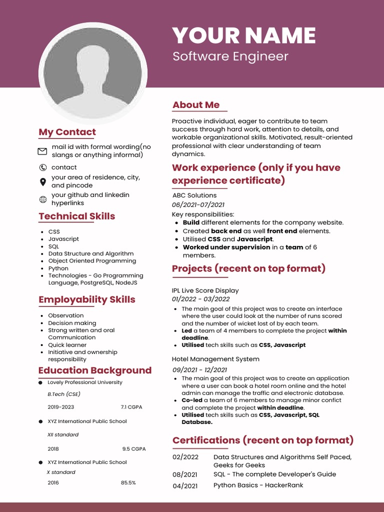 1 Pager Sample Resume | PDF