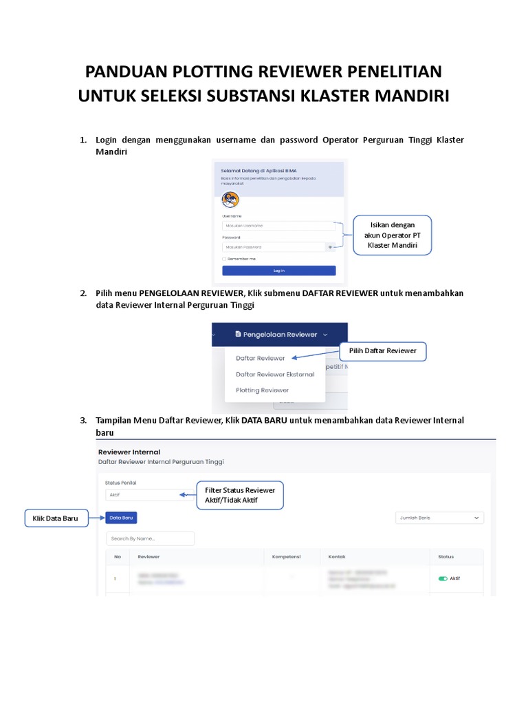 Panduan Plotting Reviewer Penelitian Untuk Seleksi Substansi Klaster ...