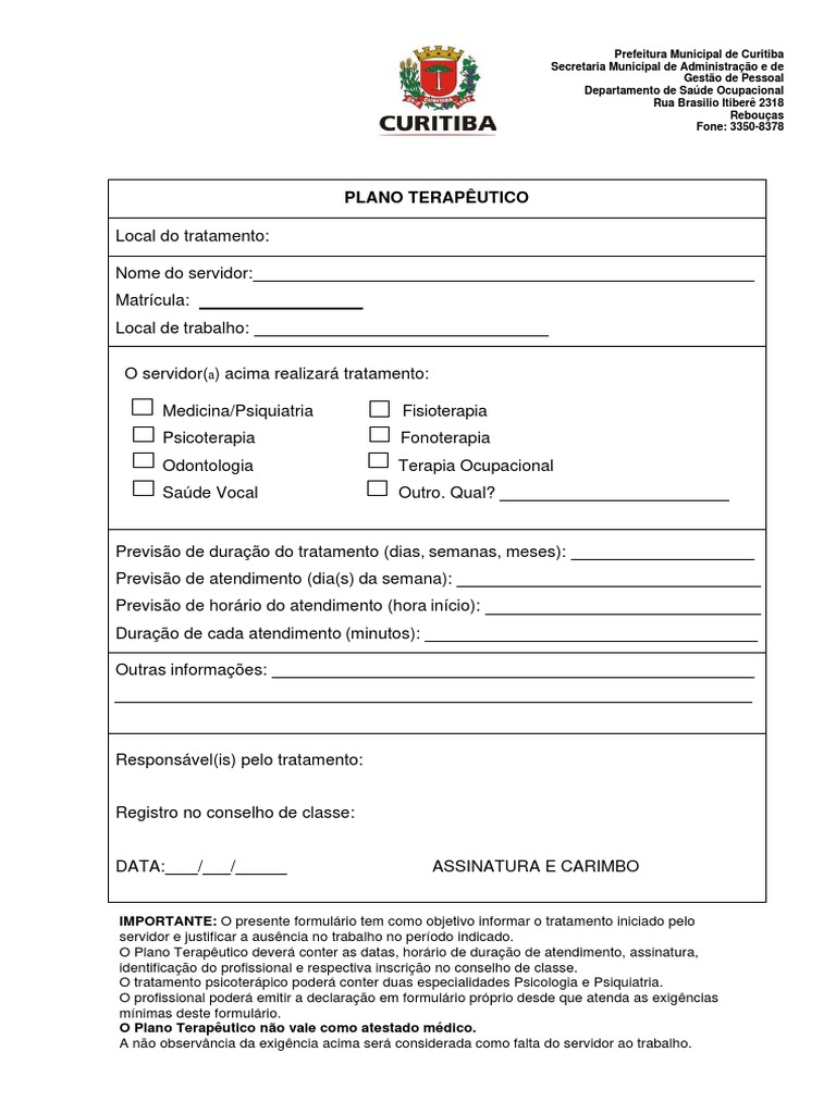 Plano Terapêutico | PDF Plano Terapêutico | PDF