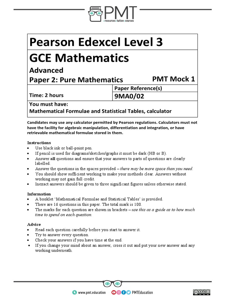 Paper 2 Mock 1 | PDF | Equations | Quadratic Equation