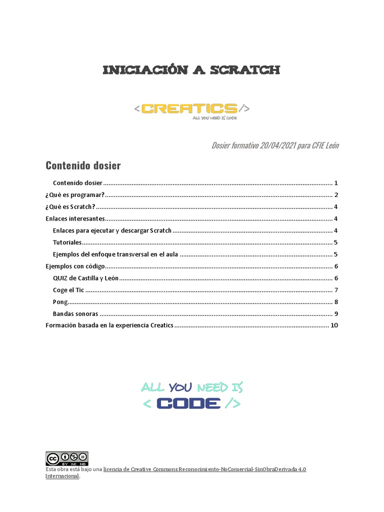 Iniciación A Scratch | Descargar gratis PDF | Scratch (lenguaje de programación) | Informática