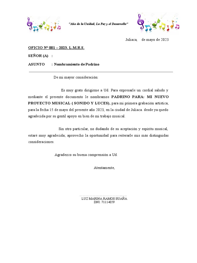 Oficio para Nombramiento de Pollera | PDF