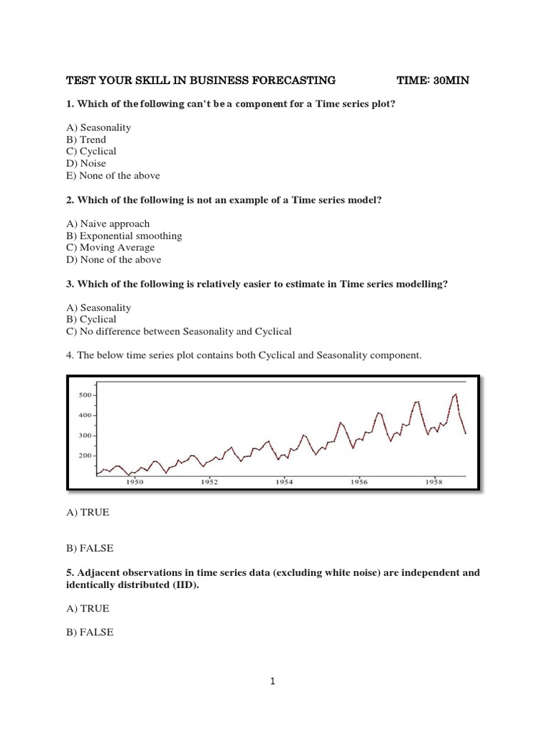 Business Forecasting Quiz | PDF