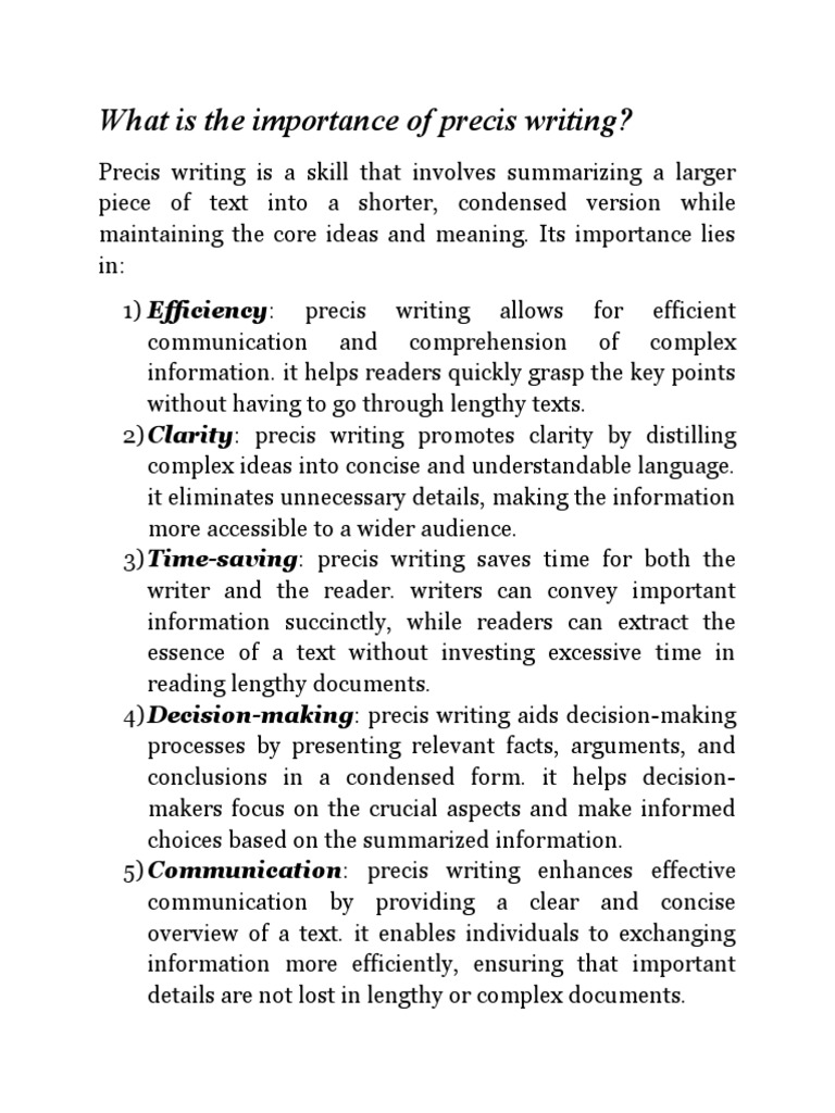 Precis Writing Answer | PDF | Brief (Law) | Memorandum