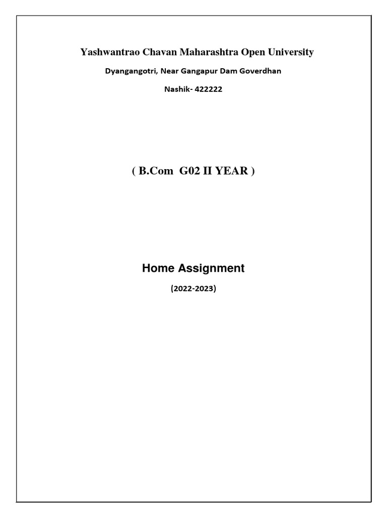 BCOM - II - Revise Home Assignment 2022-23 | PDF | Economics | Business Economics