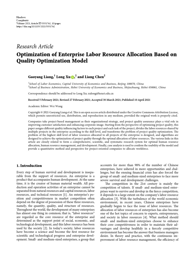 Optimization - of - Enterprise Labor - Resource Allocation | PDF | Labour Economics ...