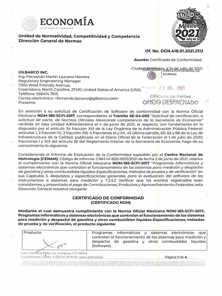 Certificación NOM-185-SCFI-2017 | PDF