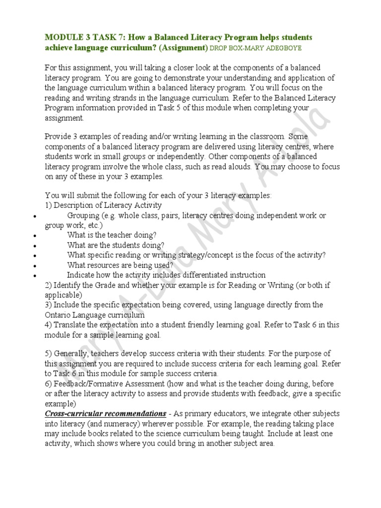 Module 1 Task 5 Primary Aq Inquiry and Play-Based Learning (Assignment) Drop Box-Mary Adegboye ...