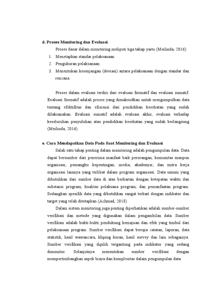 Monitoring Dan Evaluasi | PDF
