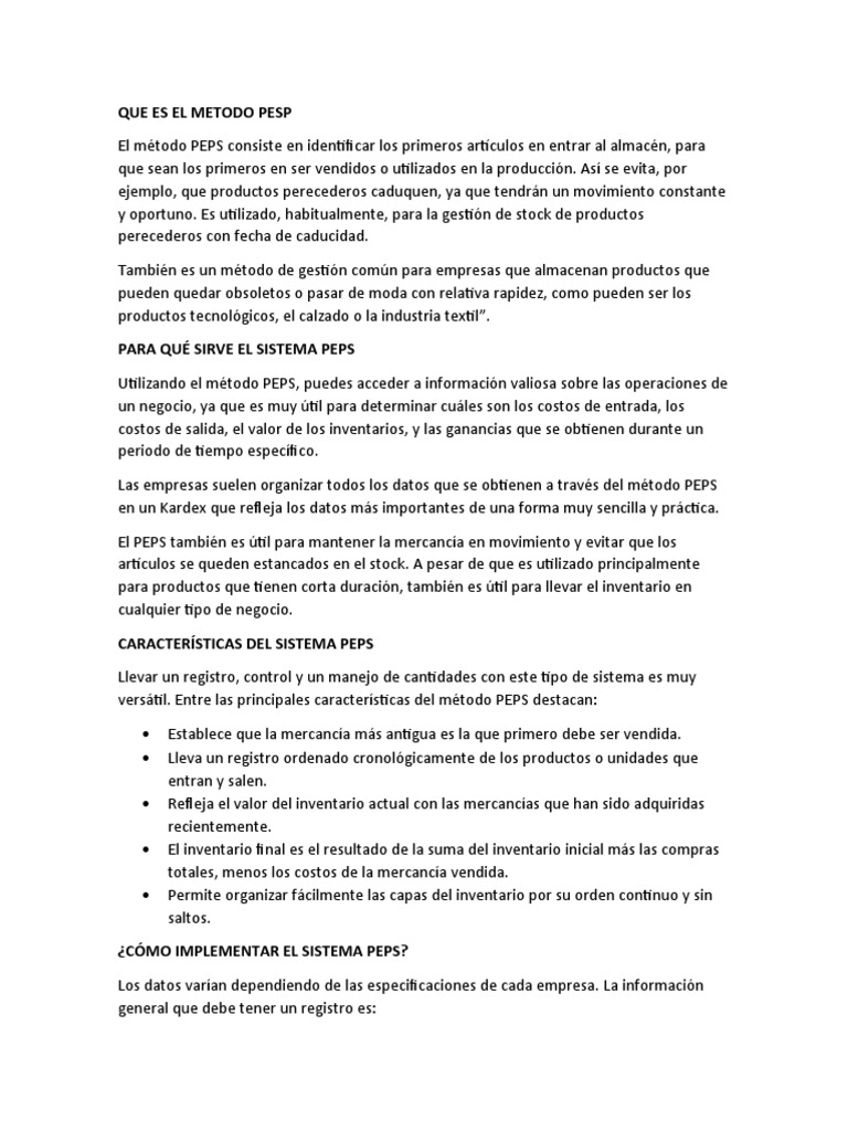 METODO PESP | PDF | Inventario | Informática