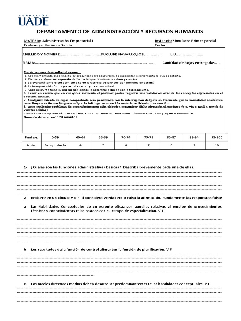 Primer Parcial Simulacro-1 | PDF | Crecimiento personal y profesional