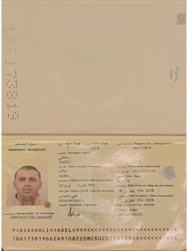 Adel Sahli Passport | PDF