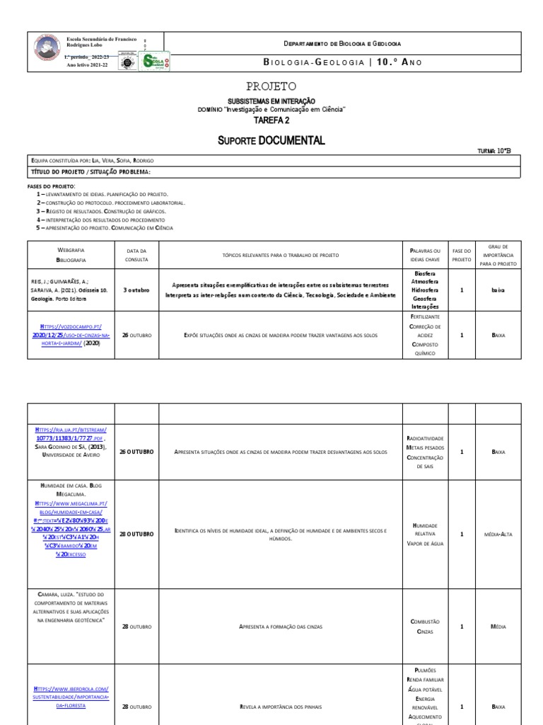 Bg10 Subsistemaseminteracao Suportedocumental Tarefa2 | PDF | Umidade | Ambiente natural