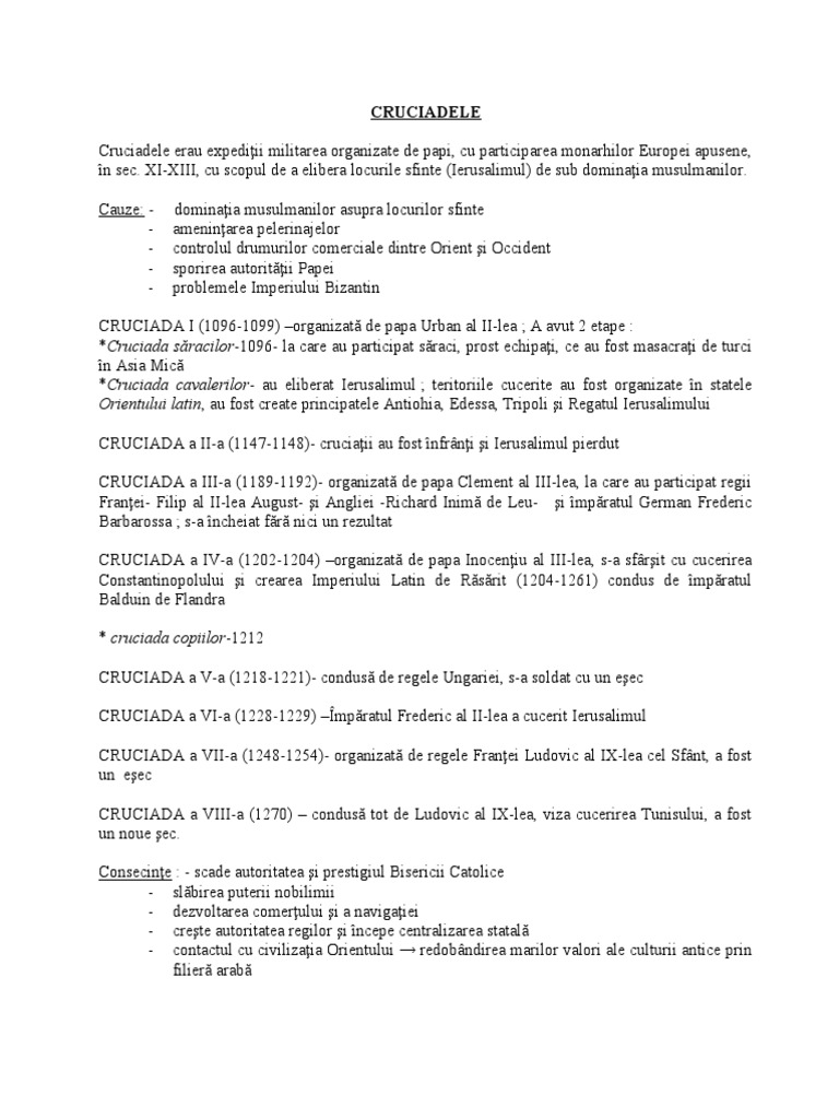 Vlad - Cruciadele - Schita - Lectiei | PDF
