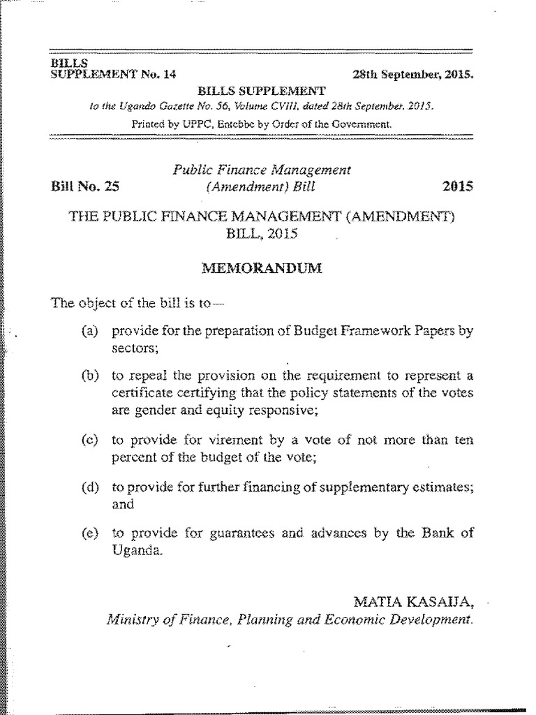 Public Finance Management (Amendment) Act, 2015 | PDF