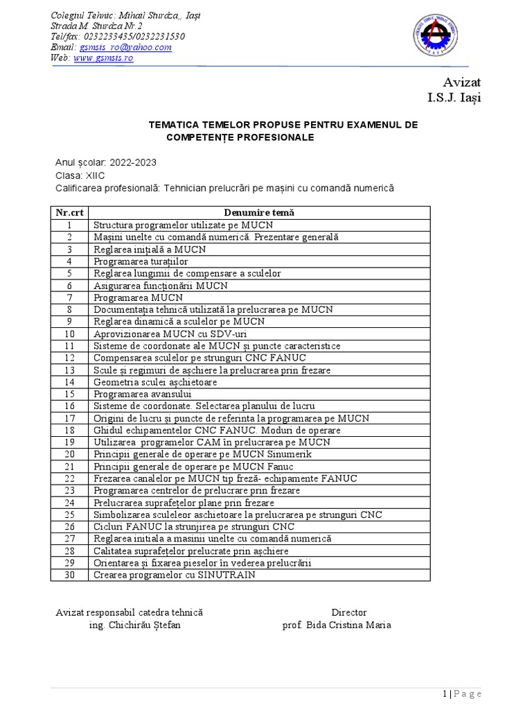 Teme Atestat XII C | PDF