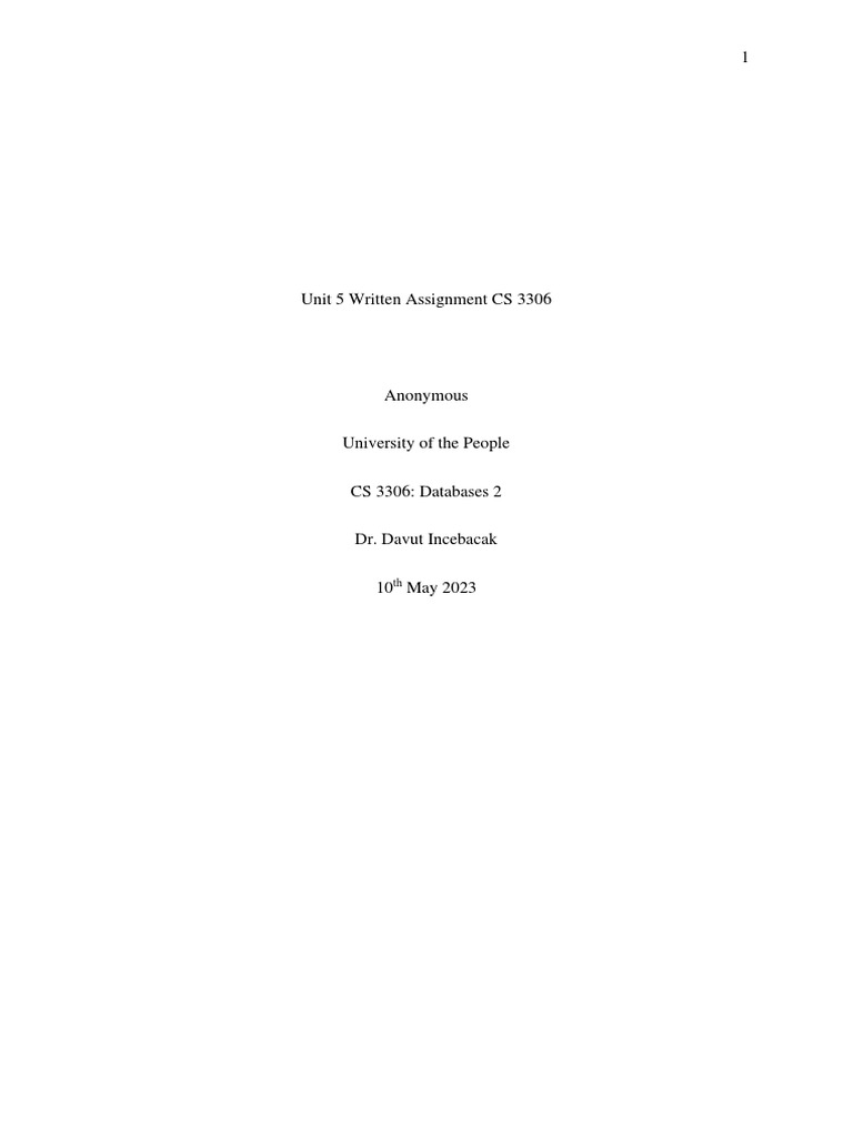 Unit 5 Written Assignment CS 3306 | PDF | Backup | Data