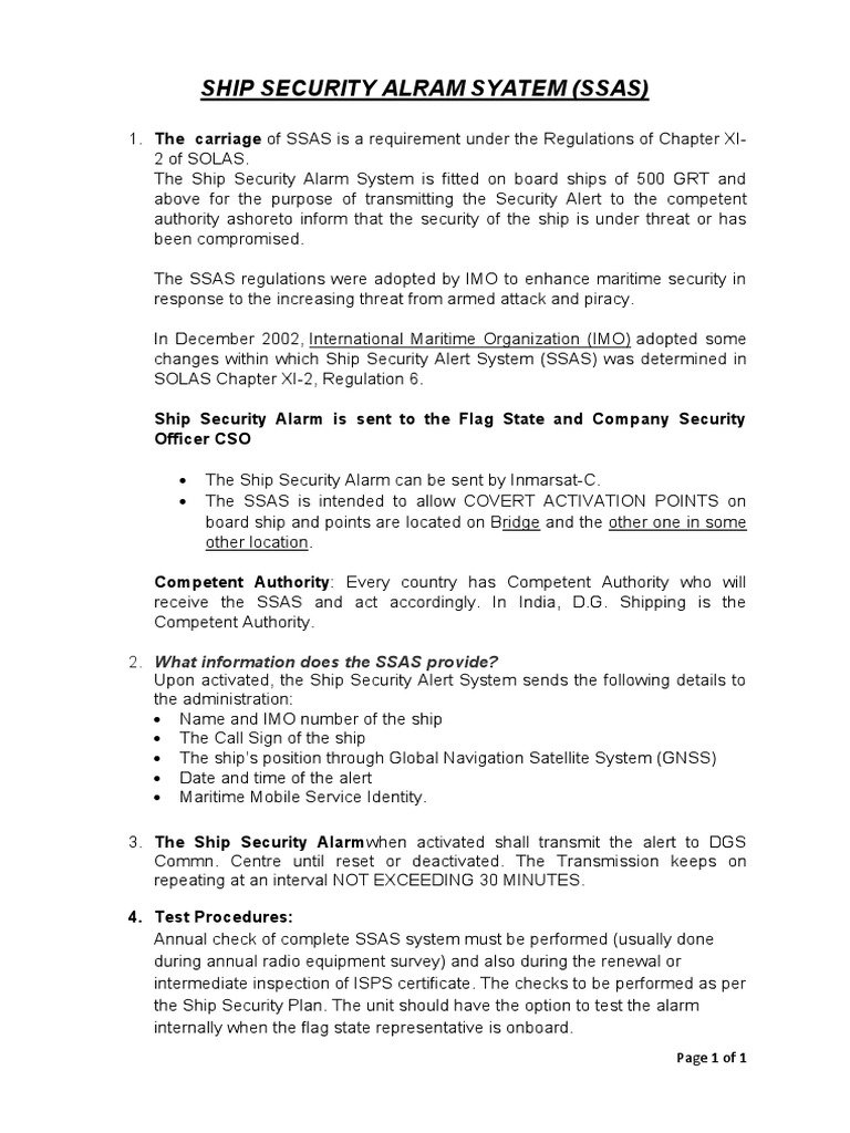 Ensuring Ship Security: An Overview of the Ship Security Alarm System ...