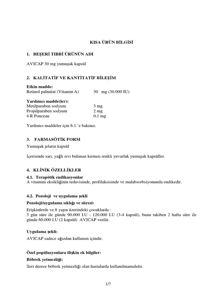 Avicap 30 MG Yumusak Kapsul 88d0 Kub | PDF