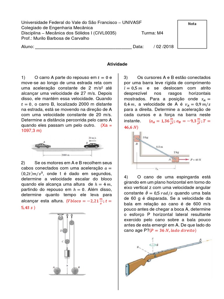 Exercício 2 Dinamica | PDF