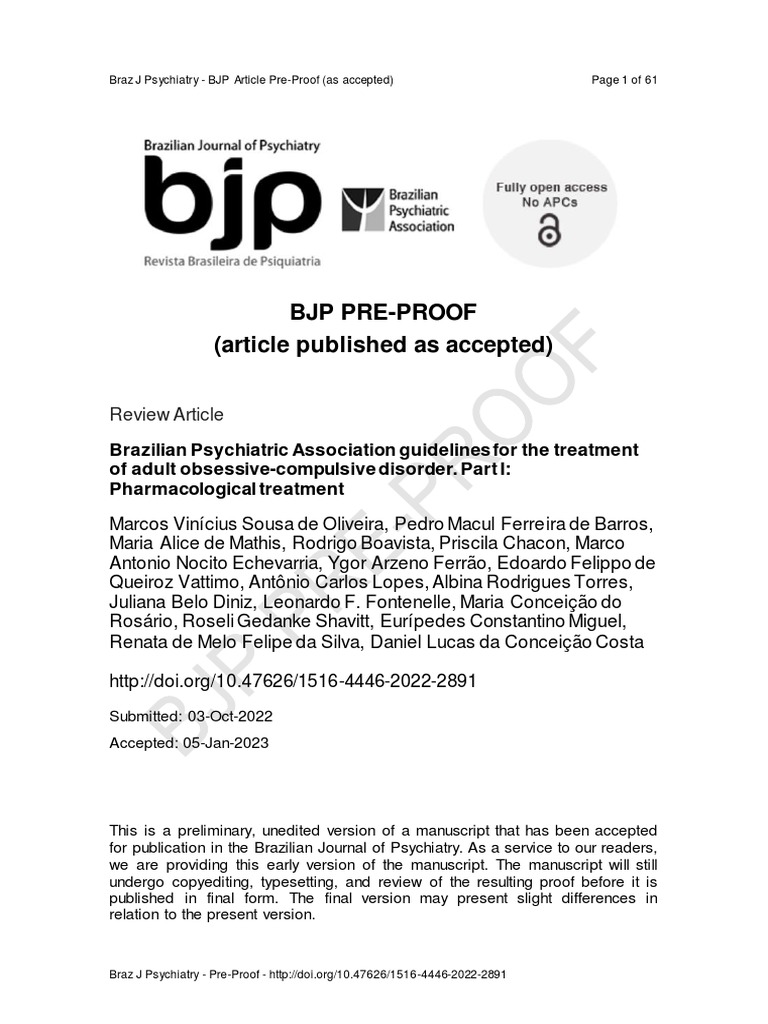 Brazilian Psychiatric Association Guidelines For The Treatment of Adult ...