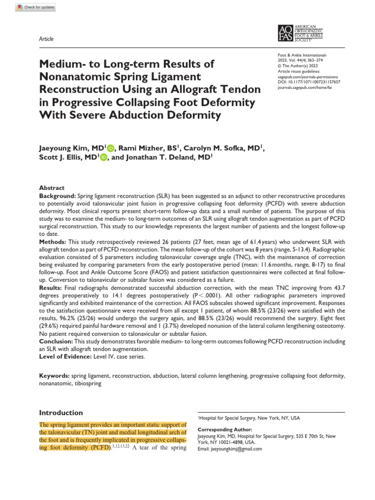 Medium - To Long-Term Results of Nonanatomic Spring Ligament ...