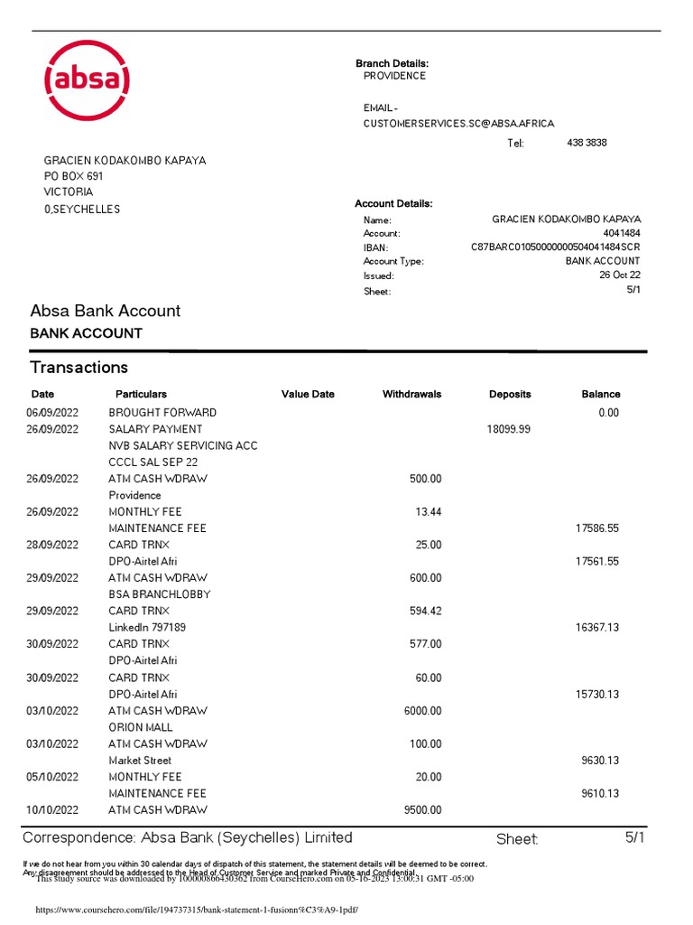 Bank Statement 1 Fusionn 1 PDF | PDF | Banks | Automated Teller Machine