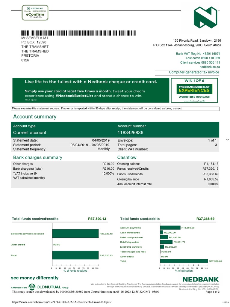 CASA Statements Email PDF PDF | PDF | Debits And Credits | Debit Card