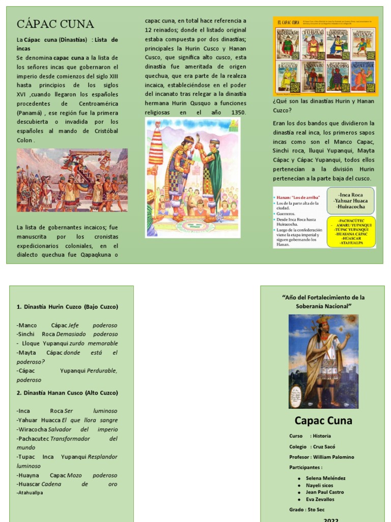 CÁPAC CUNA triptico | PDF | Imperio Inca | Andes