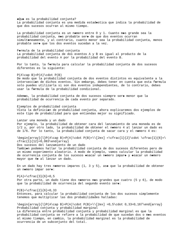 Definición y Fórmula de Probabilidad Conjunta | PDF | Probabilidad ...