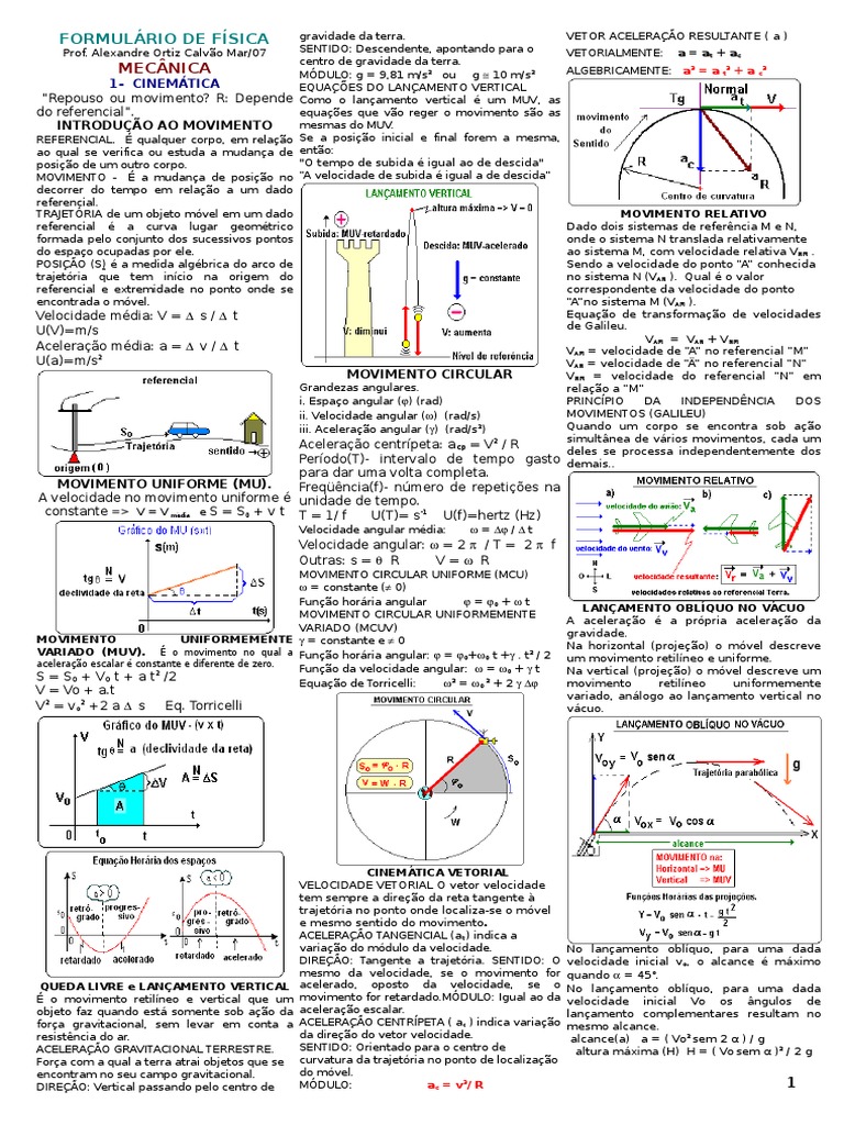 Formulario de Fisica | Download grátis PDF | Temperatura | Calor