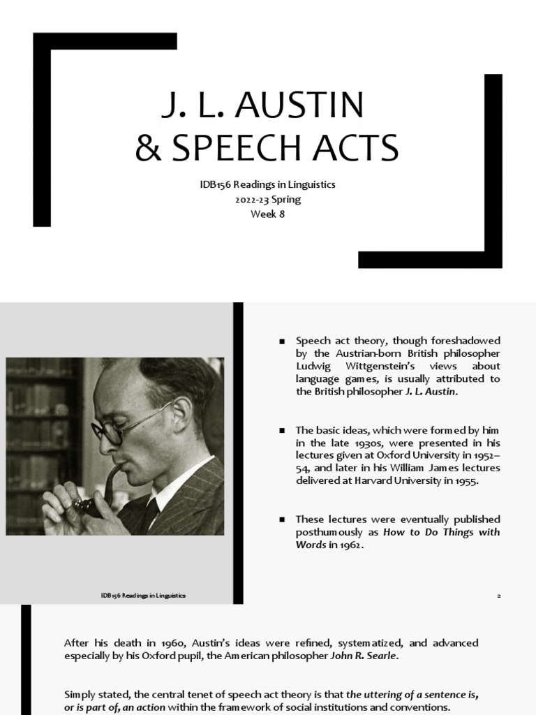 Week 8, IDB156, J. L. Austin Speech Acts | PDF