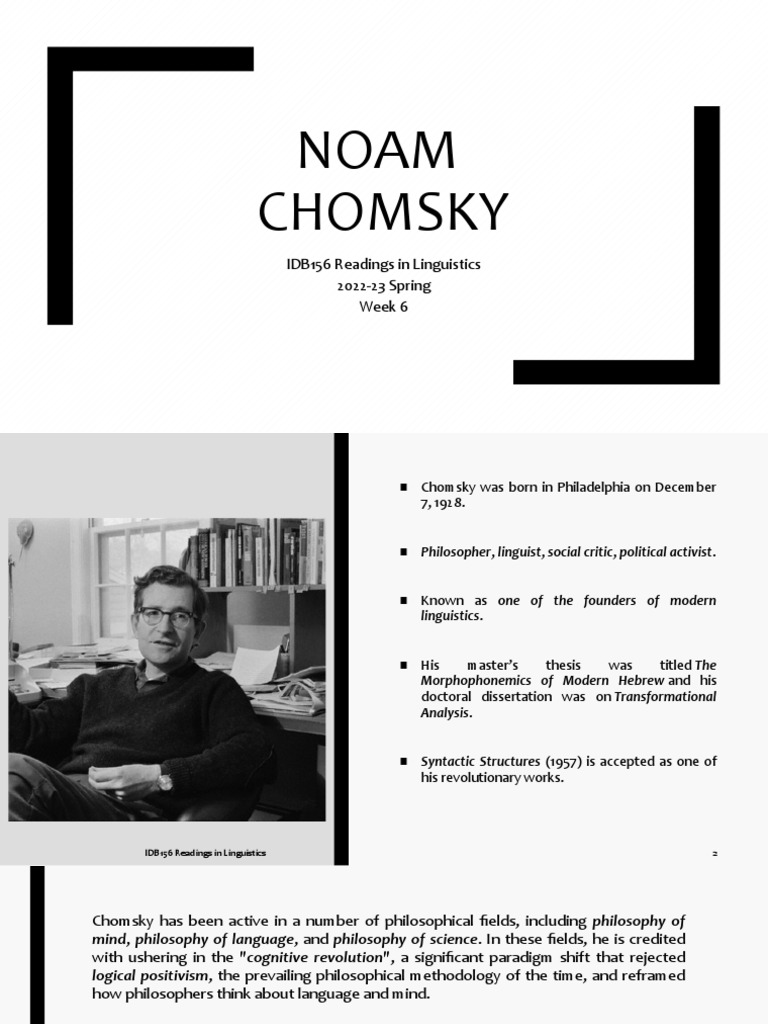 Week 6, IDB156, Noam Chomsky 2023 | PDF | Noam Chomsky | Language Acquisition