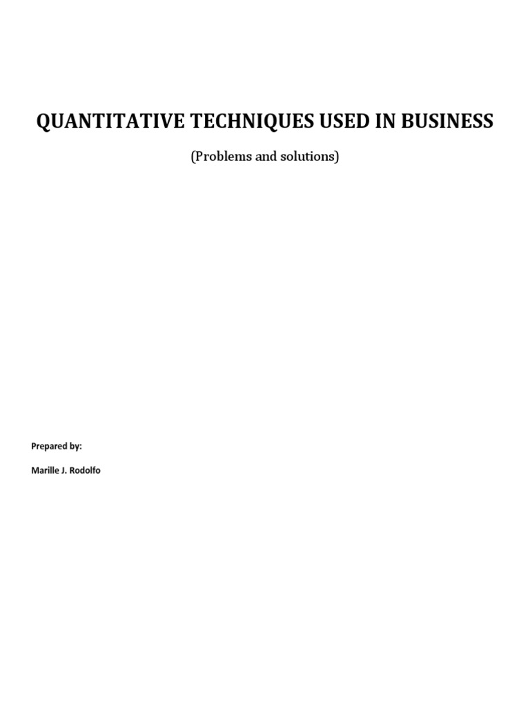 Business Quantitative Techniques | PDF | Home & Garden | Technology ...