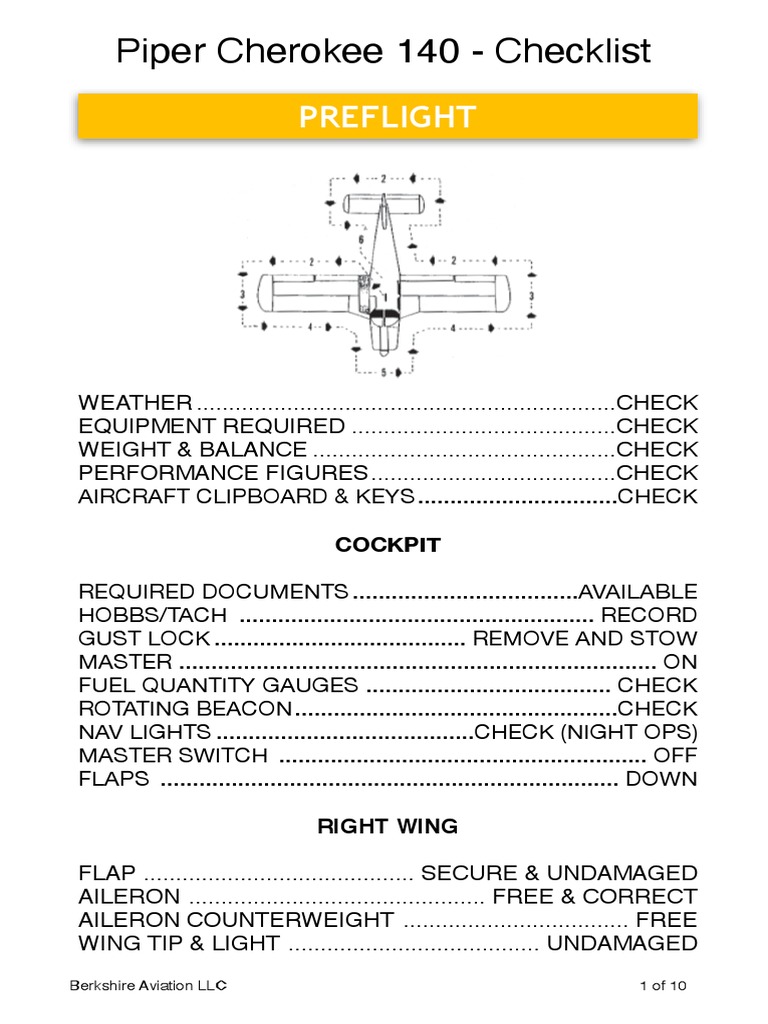 Piper+Cherokee+Checklist 230515 160852 | Download Free PDF | Runway ...