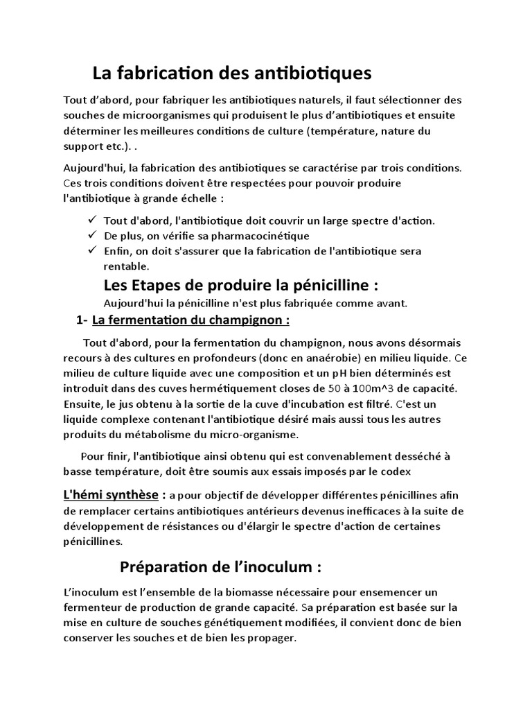 La Fabrication Des Antibiotiques | PDF | Chimie | Sciences physiques