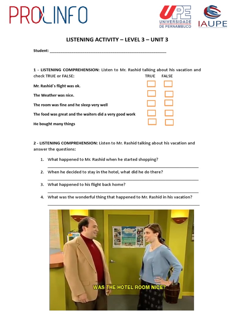 Level 3 - Unit 3 - Listening Exercise | PDF