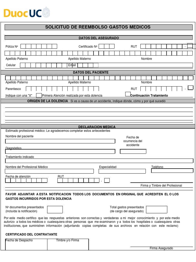 formulario_reembolsos | PDF | Medicina | Cuidado de la salud