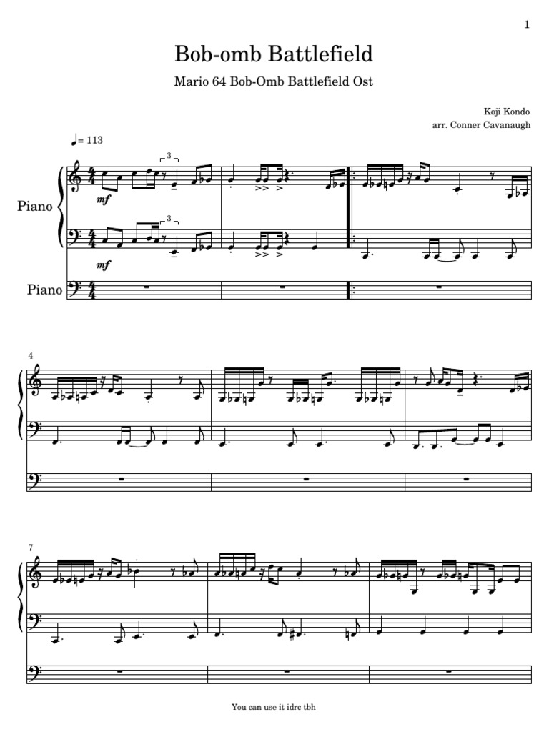 Bob-omb Battlefield Piano Sheet Music | PDF