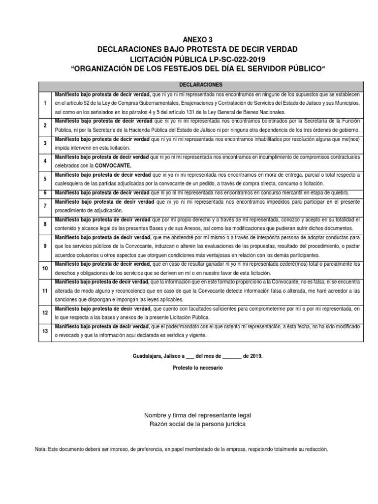 Manifiesto Bajo Protesta de Decir Verdad | PDF | Gobierno | Justicia