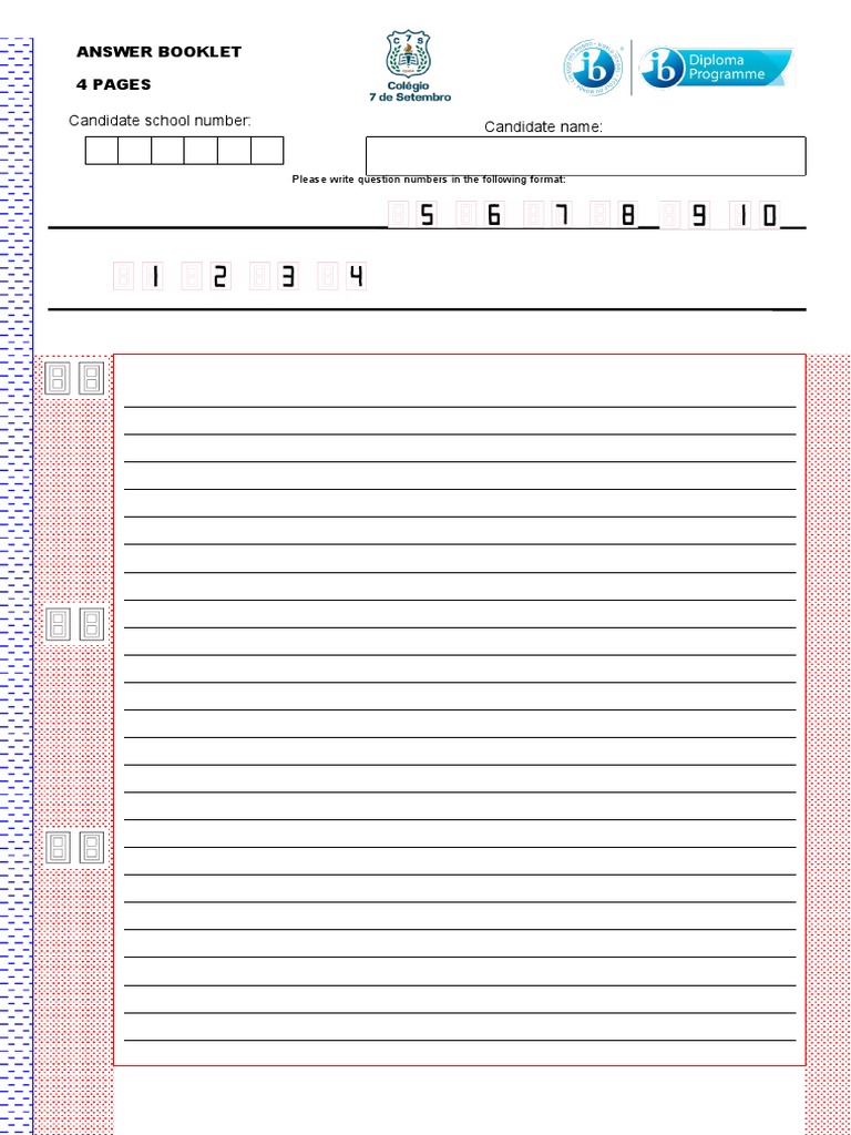 Ib C7S Sample Answer Booklet | PDF