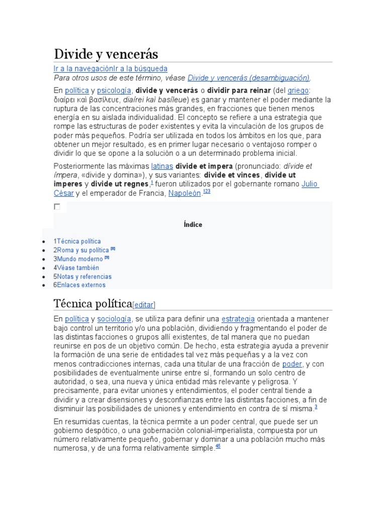 Divide y vencerás: Estrategia de poder | PDF