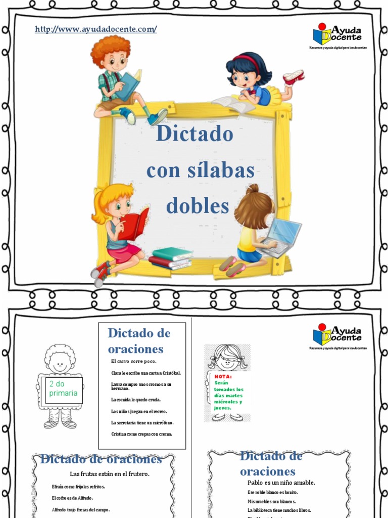 Dictado de oraciones con sílabas dobles | PDF