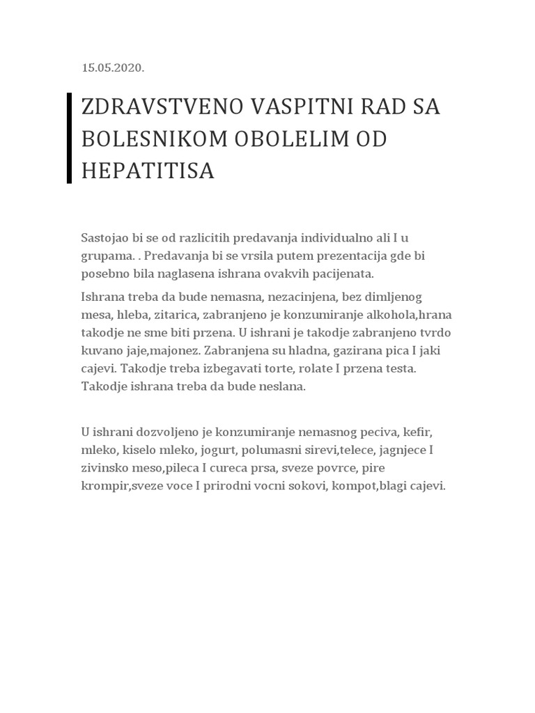 Zdravstveno Vaspitni Rad Domaci | PDF