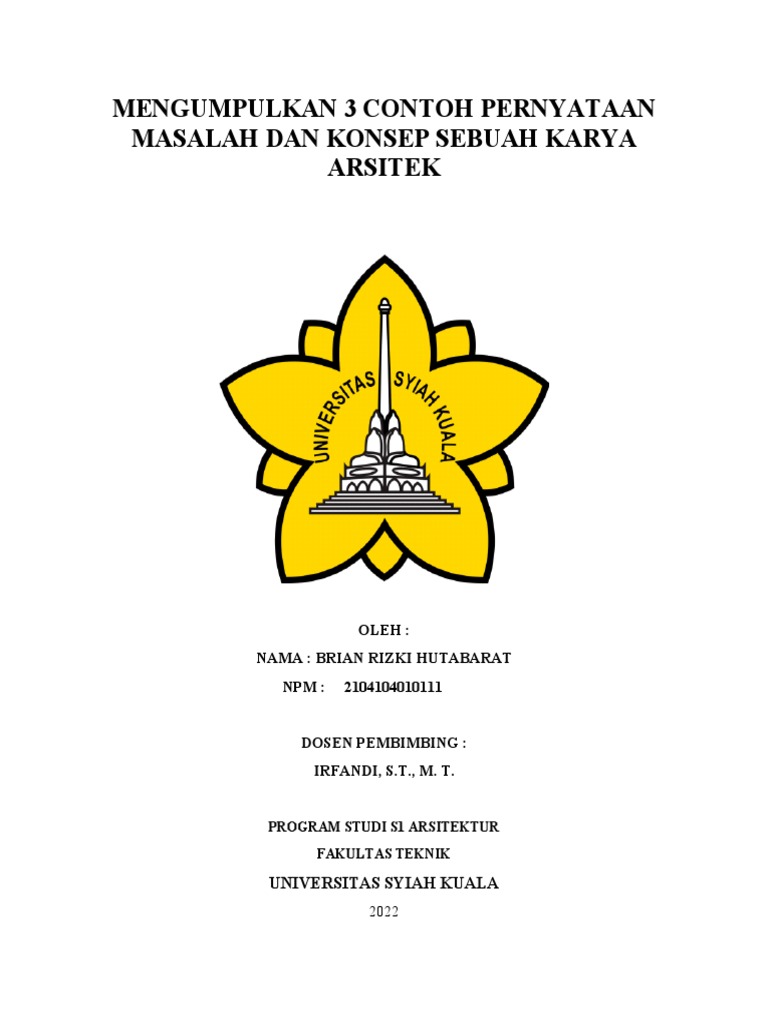 3 Contoh Pernyataan Masalah Dan Konsep Sebuah Karya Arsitek | PDF
