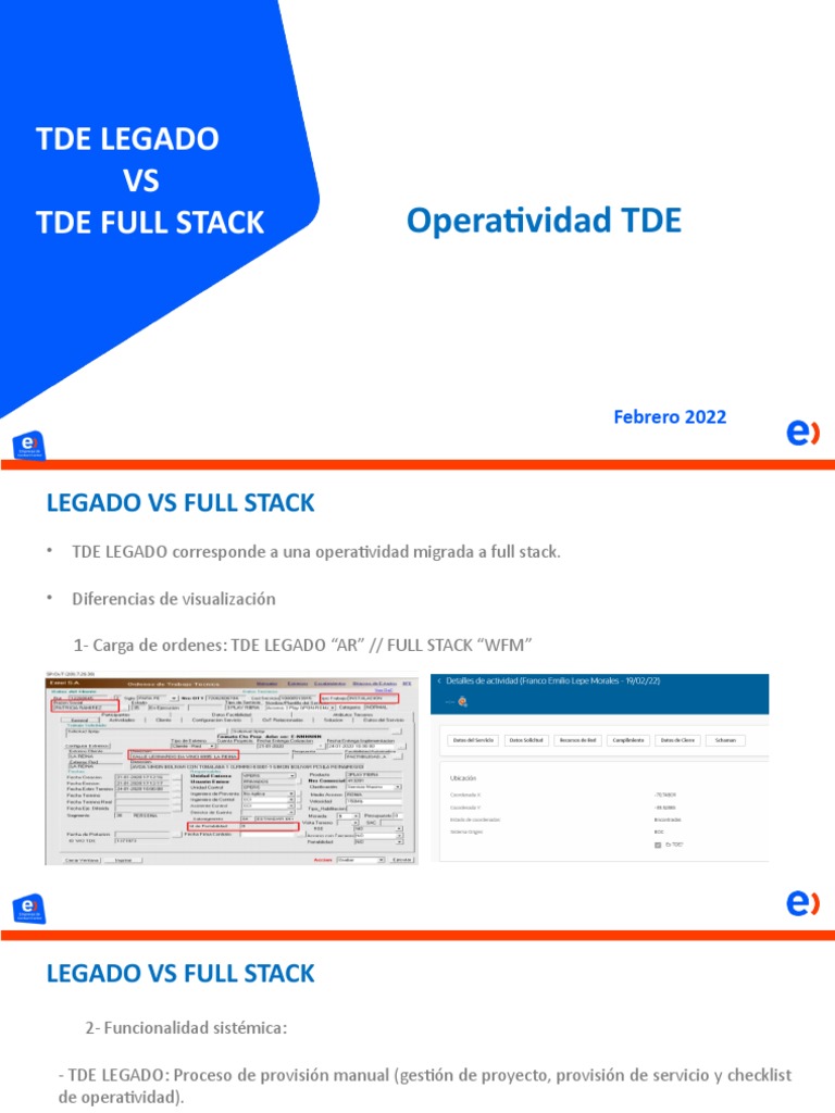 Comparativa TDE Legado y Full Stack | PDF | Protocolos de internet ...