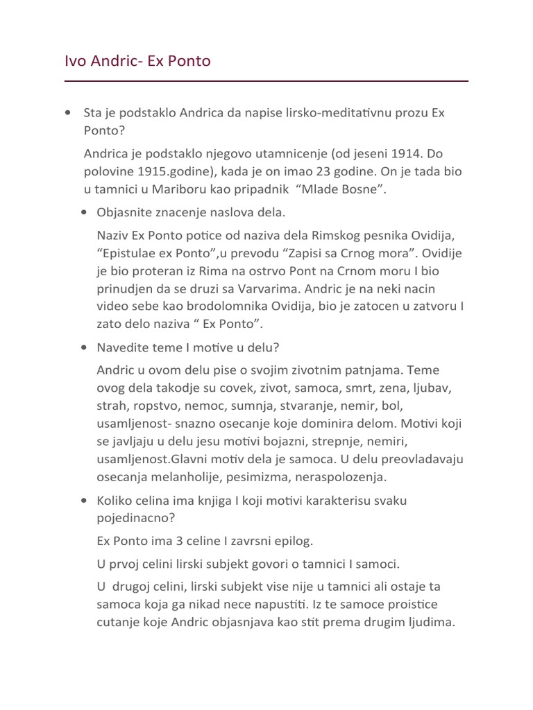 Srpski Jezik I Knjizevnost-Domaci Zadatak | PDF